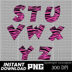 Safari Letters and Numbers Set Png, Alphabet PNG, Hot Pink Glitter ...