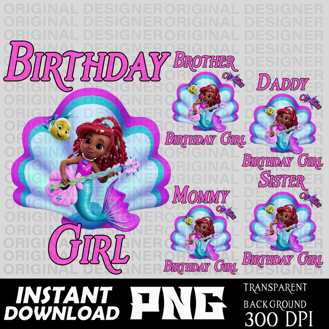 Little Mermaid Ariel Jr Png, Black Mermaid Birthday Bundle, Ariel Jr ...