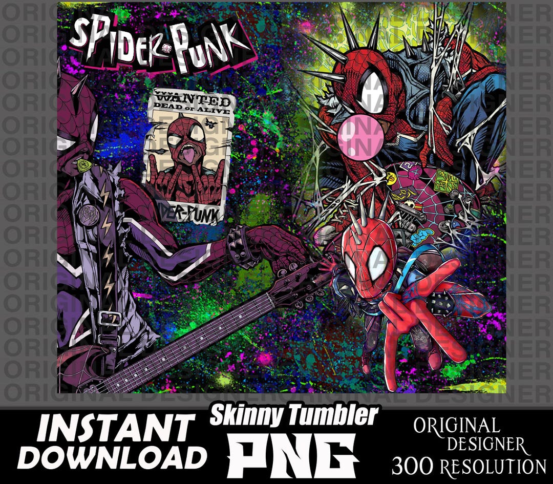 Spider Punk Multiverse, Spider Punk Skinny Tumbler Design Png, Spider ...