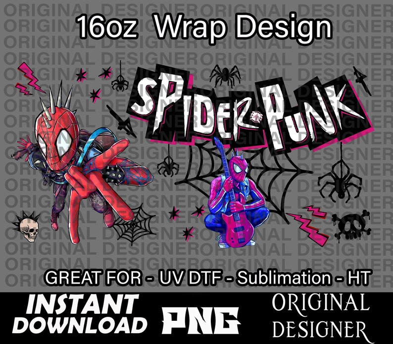 Spider Punk, Spider Man, Spider Punk Png, Spider Punk 16oz Wrap, UV ...