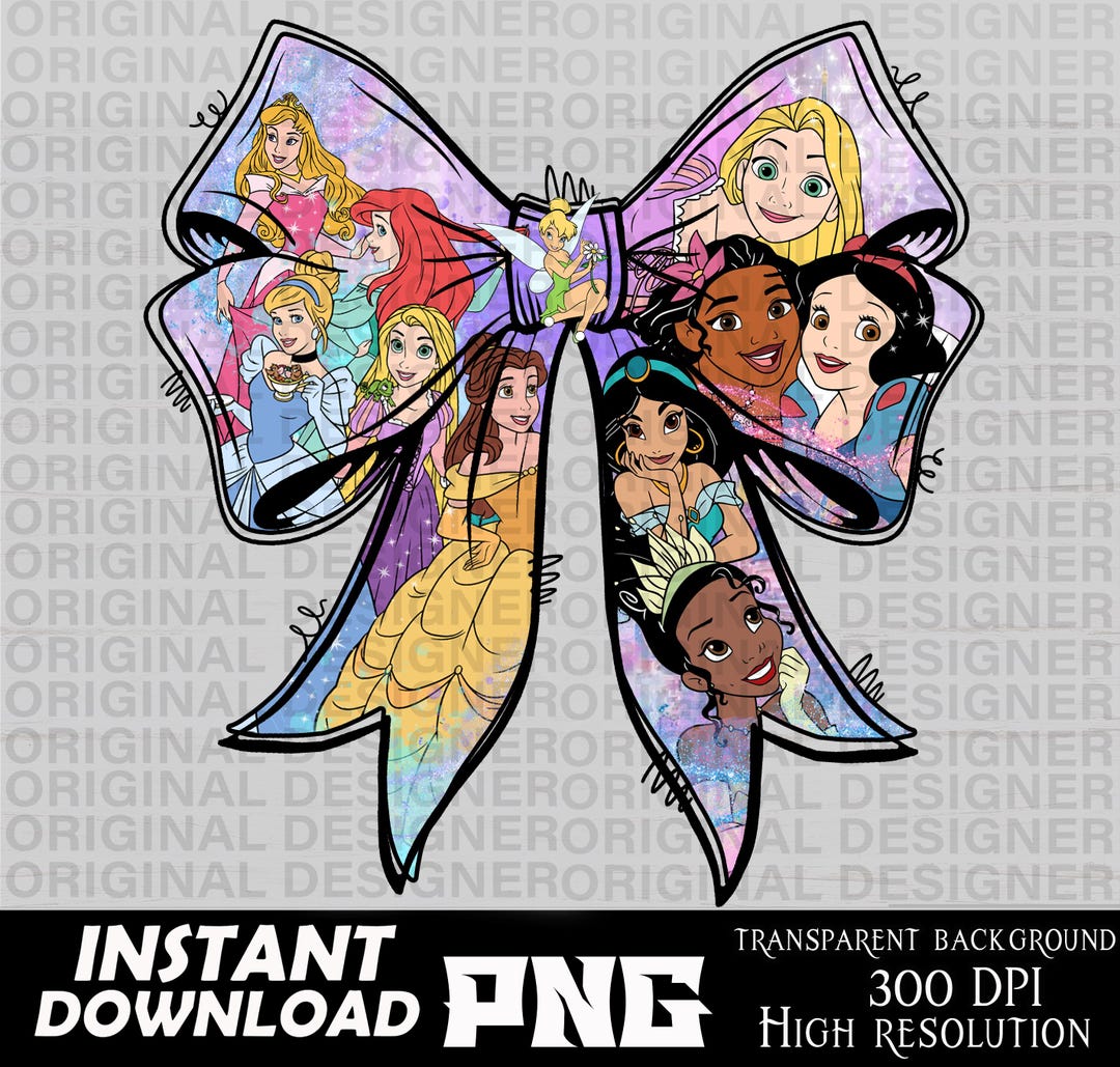 Princess Group Bow Png, Princess Coquette Bow Png, Princesses Bow Png ...
