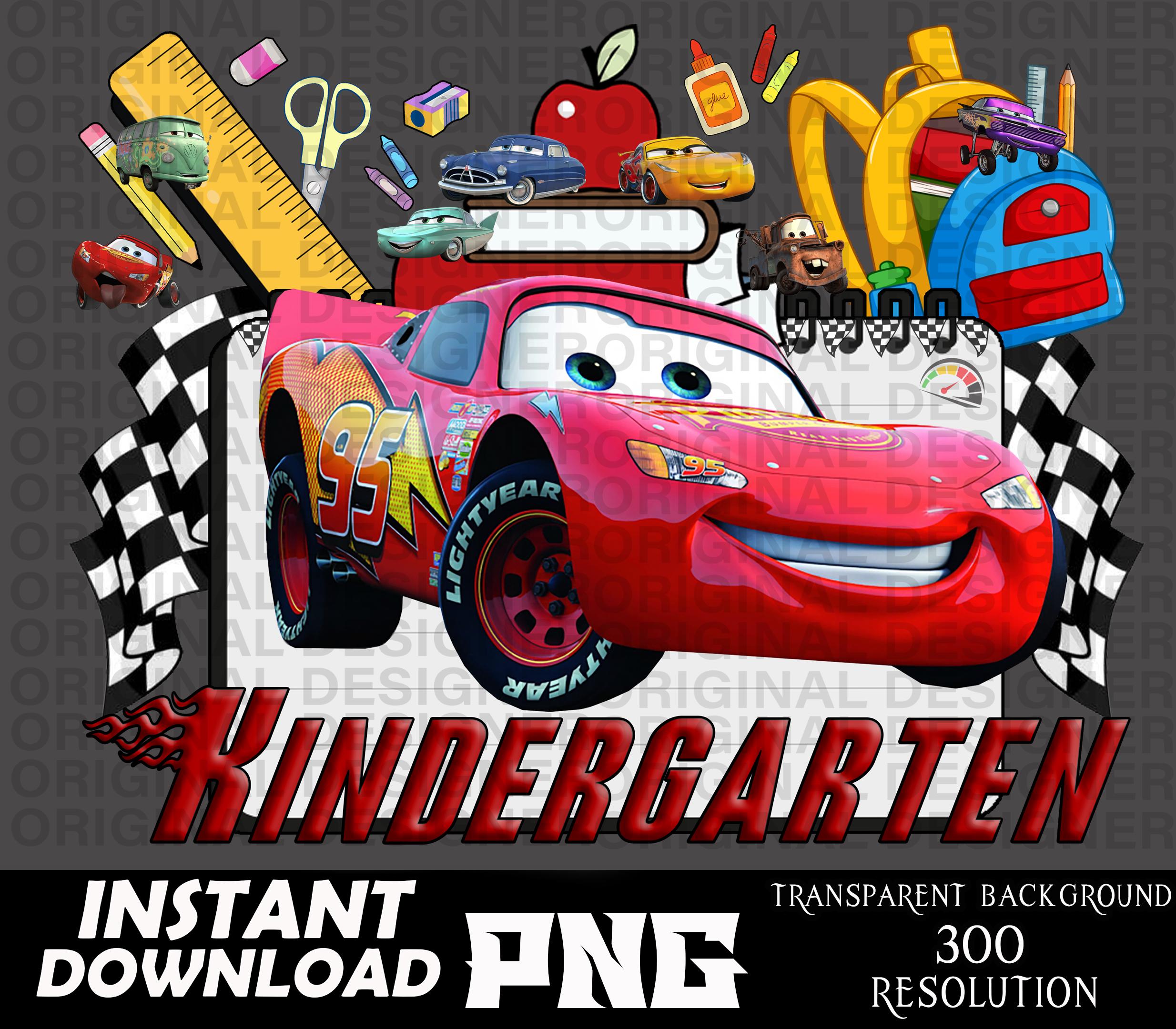 Back to School Kindergarten Png, Lightning Mcqueen Digital Png, Back to ...