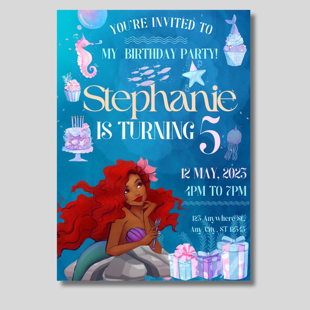 Black Little Mermaid Invitation, Black Girl Magic Invitation, Black ...