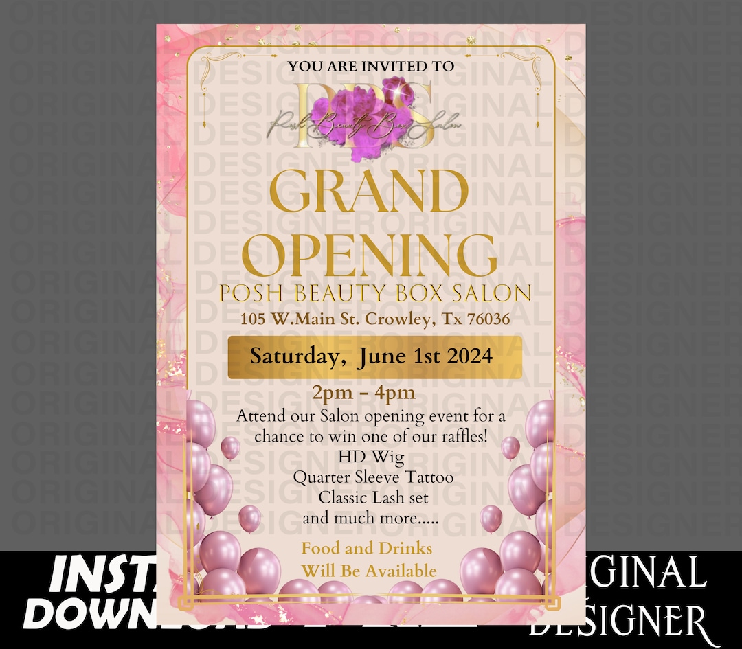 Grand Opening Invitation, Custom Invitation, Salon Invitation, Business ...