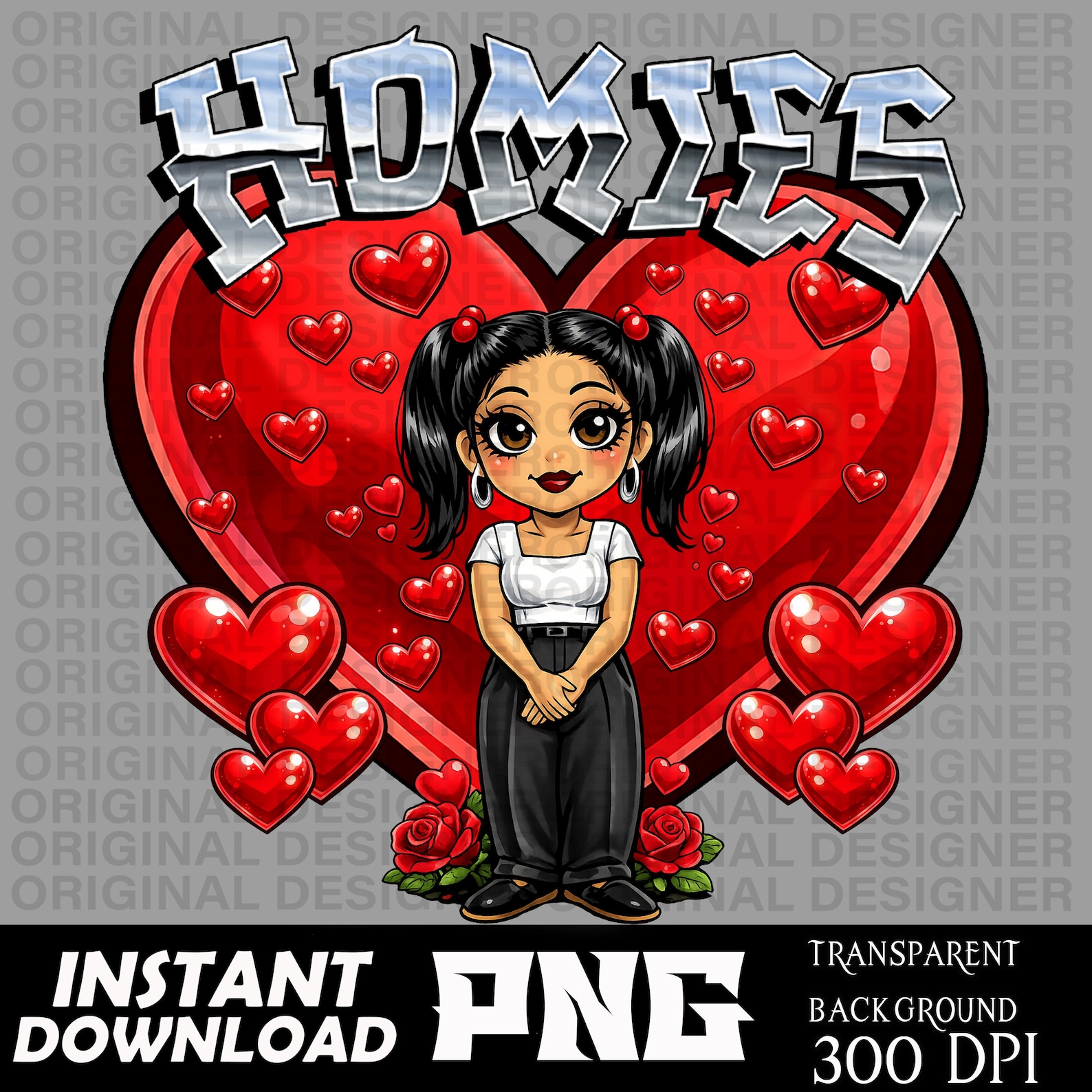 Chicana Chibi Png, Chola Chibi Png, Cut File, Chola 90s Nostalgia ...