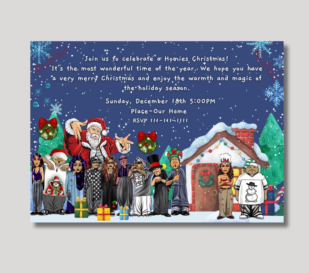 90s Nostalgia Homie Christmas Card Invitation, Xmas Homie Party Video ...