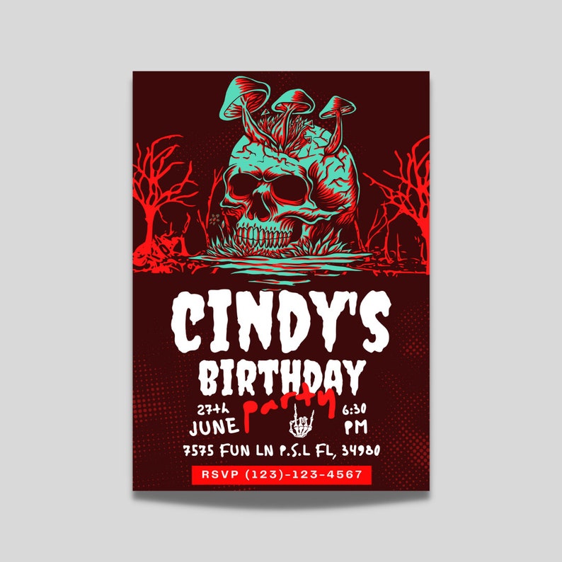 Goth Birthday Invitation Halloween Invitation Gothic - Etsy