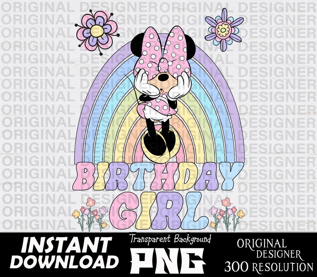 Minnie Mouse Birthday Girl Printable Sublimation Png, Minnie Mouse ...