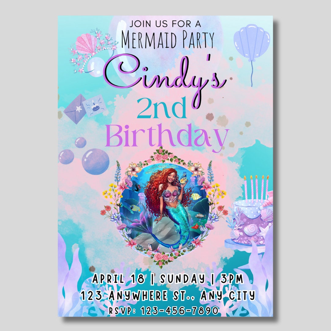 Black Little Mermaid Invitation, Black Girl Magic Invitation, Black ...