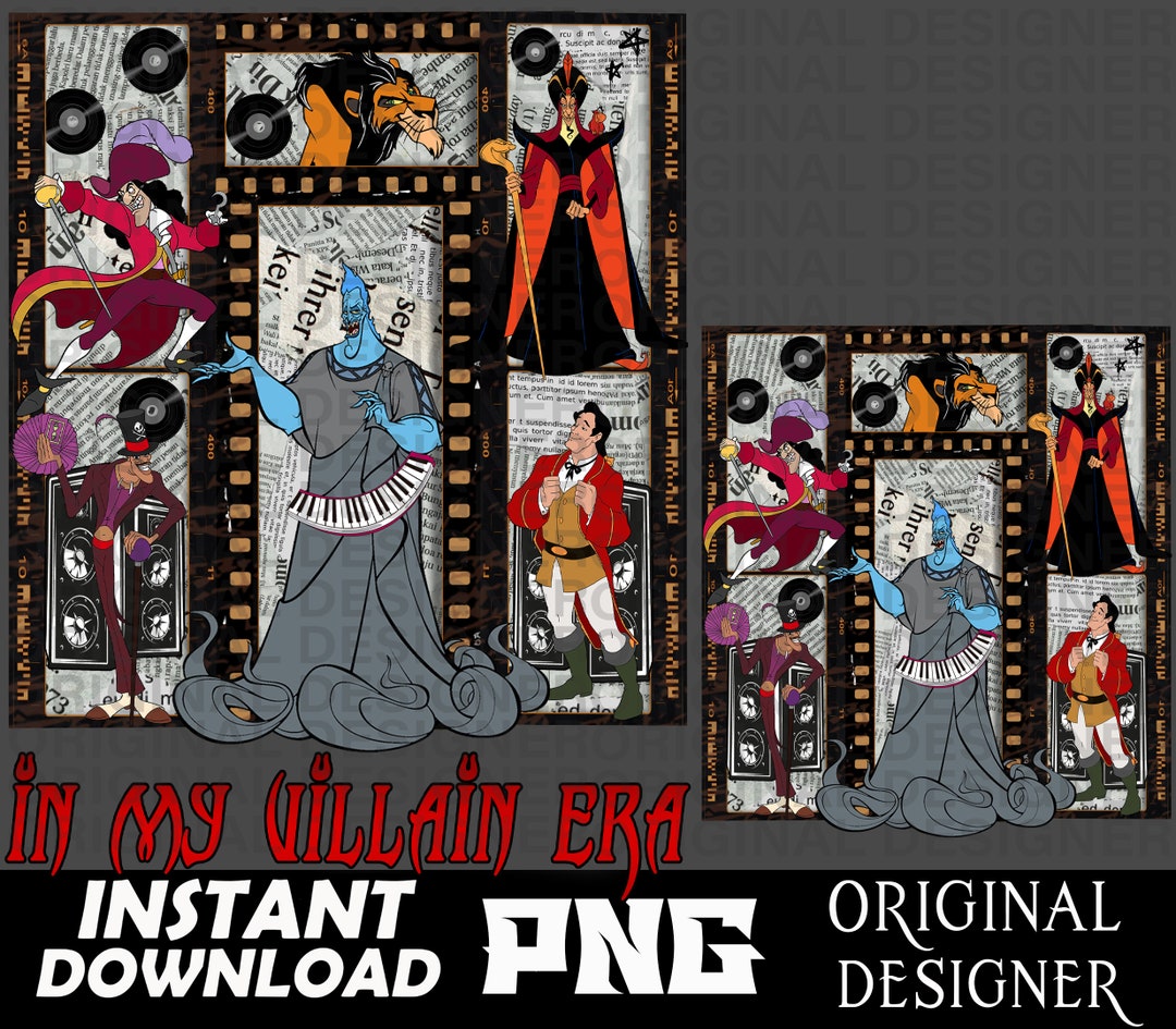 Villain, Villain Era Png, Gaston, Hades Png, Hook, Dr. Facilier, Jafar, Scar, Cut File, Era Tour ...