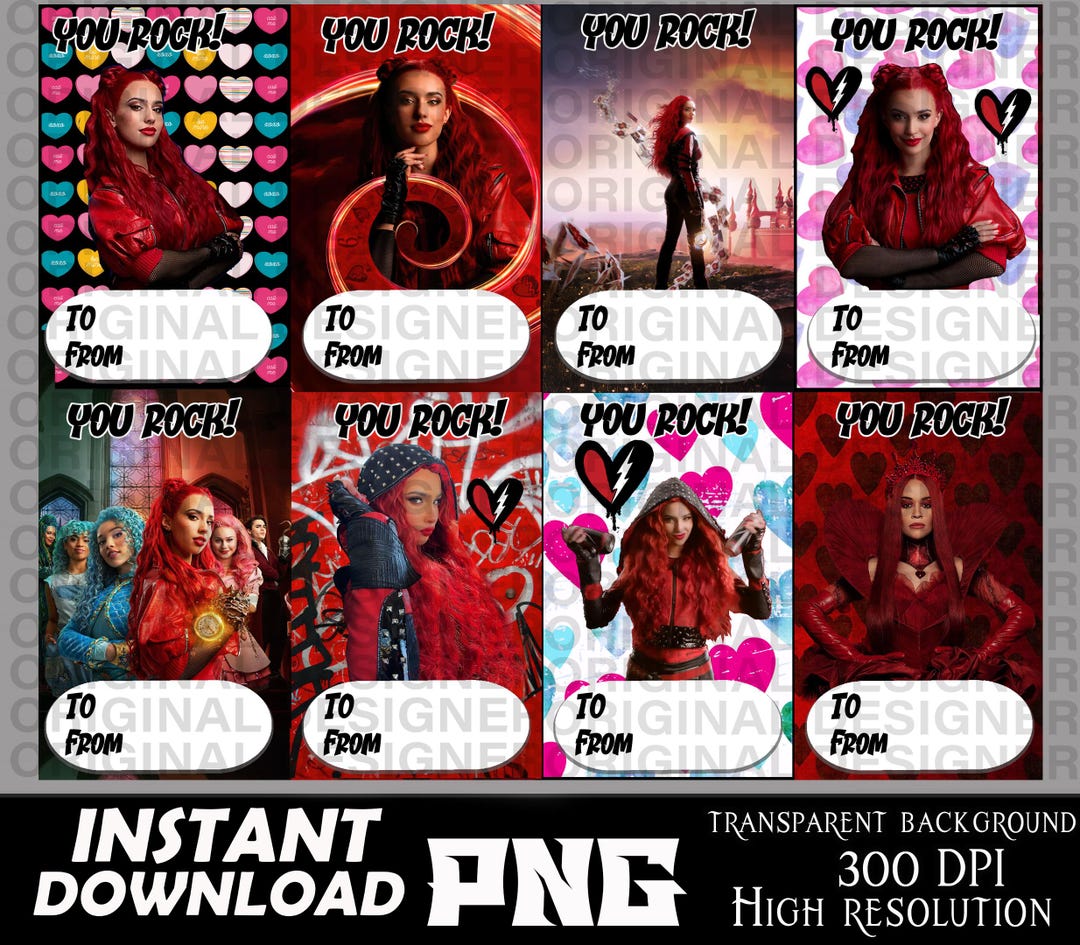 Descendants Red Valentines Day Printable Kid Cards, Descendants Red ...