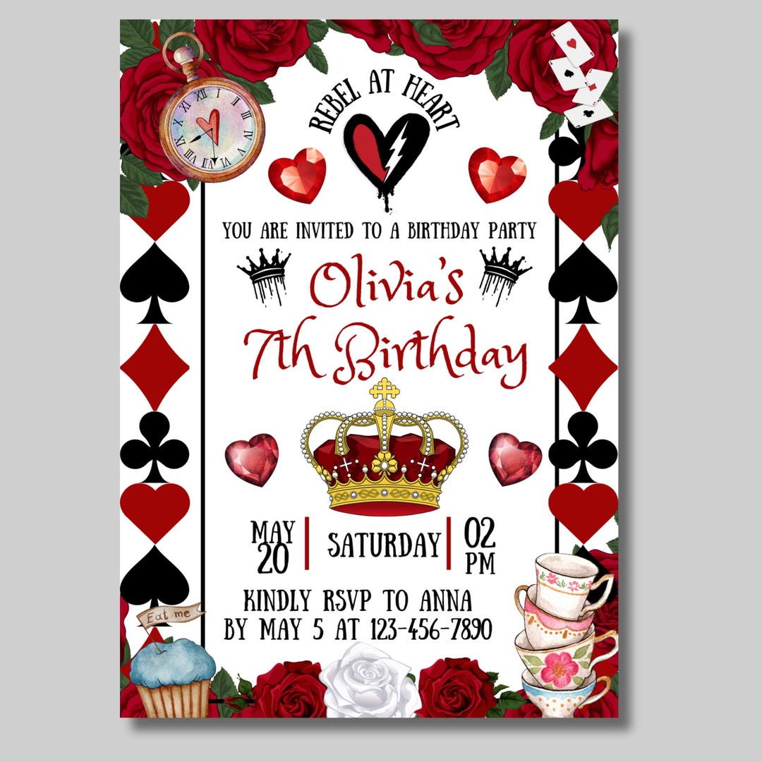 Red Descendant Custom Birthday Invitation, Descendant Red Party Custom ...