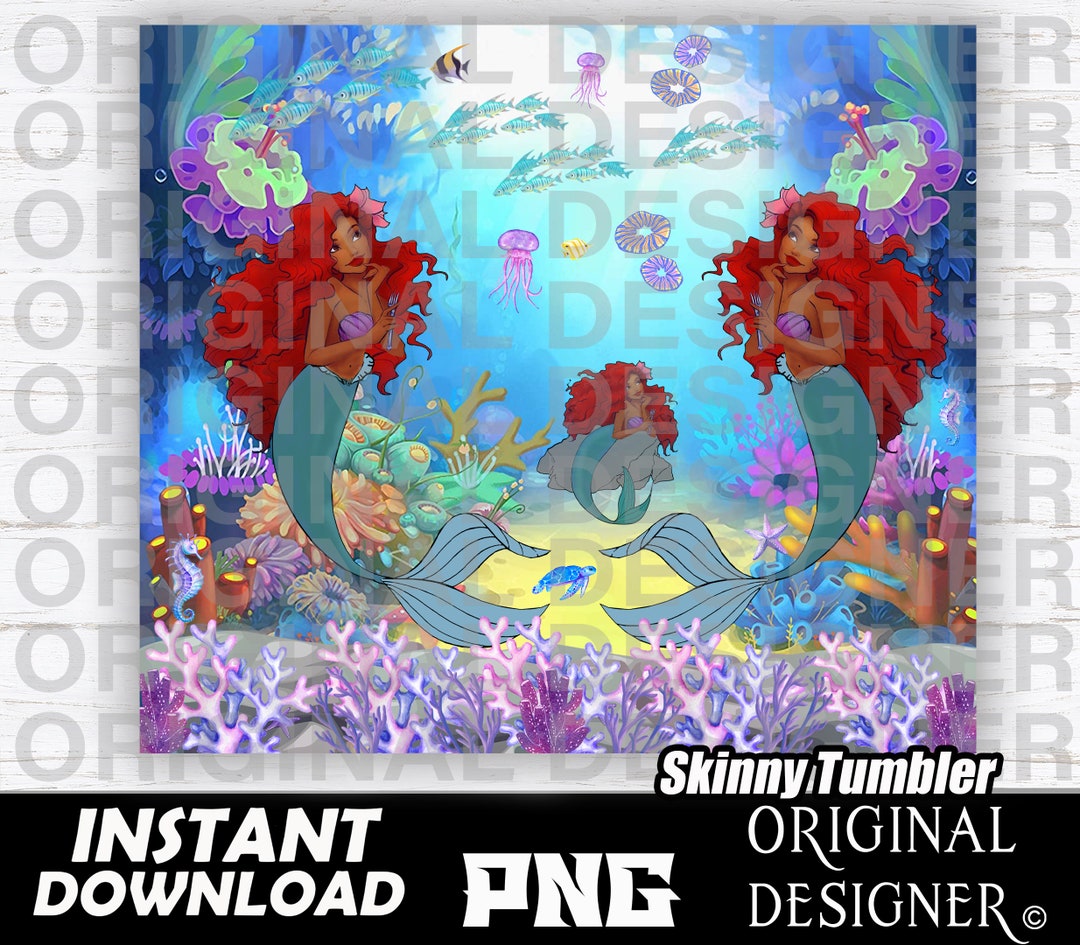 Black Little Mermaid Skinny Tumbler Png, Black Girl Magic, Black Little ...