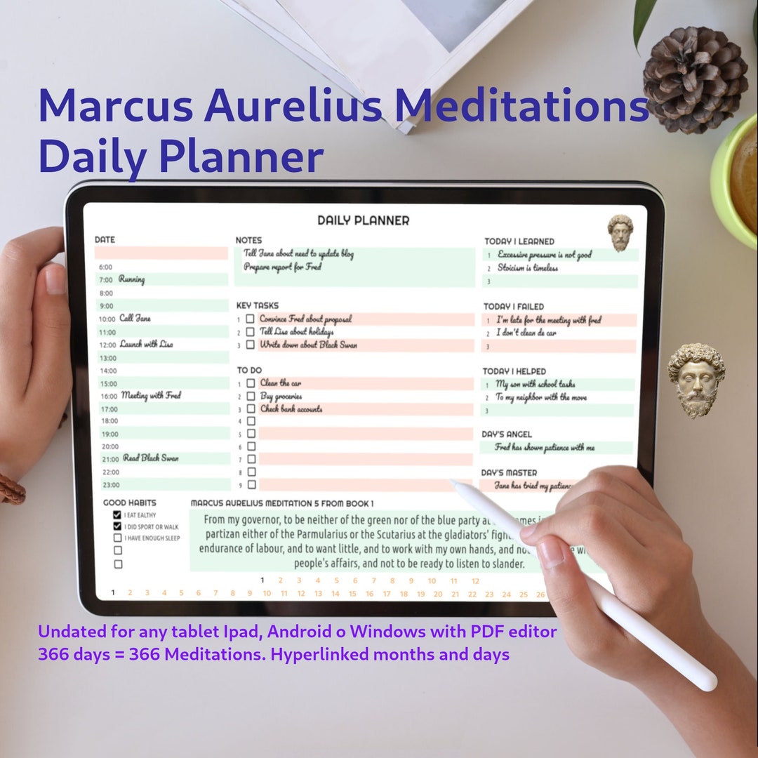 Marcus Aurelius Meditations Daily Planner , Digital Planner, Year ...