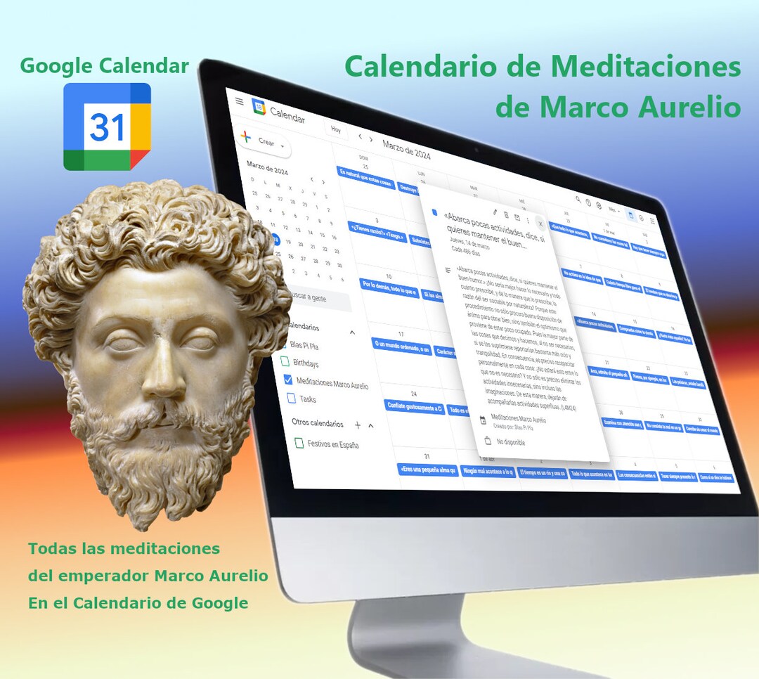 Stoic Calendar of Meditations by Marcus Aurelius for Google Calendar - Etsy