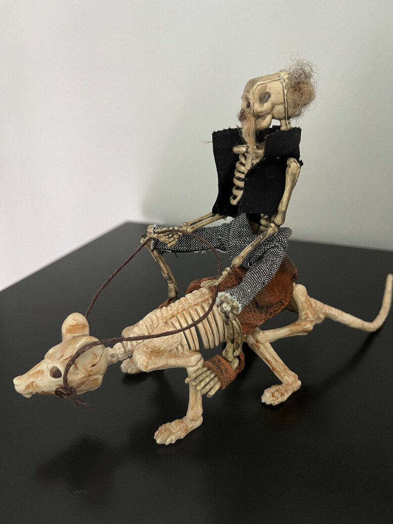 Miniature Skeleton With Mustache Riding Rat - Etsy