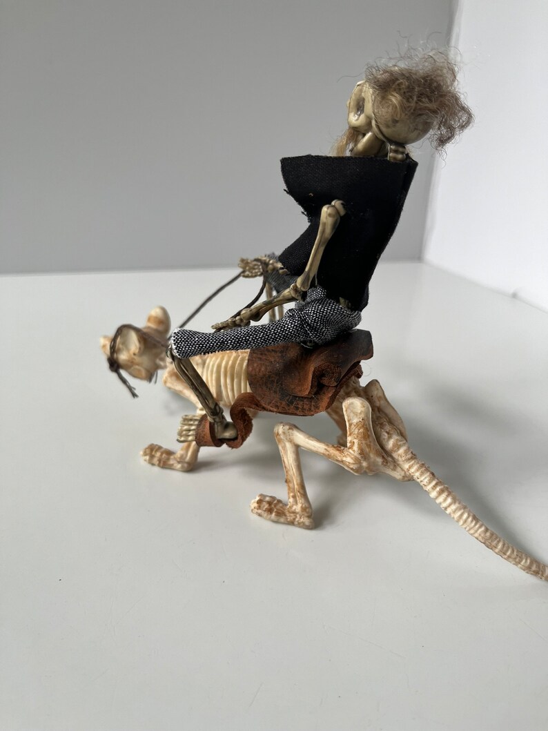 Miniature Skeleton With Mustache Riding Rat - Etsy