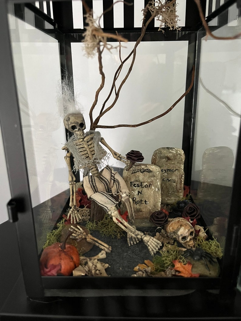 Miniature Skeleton in Lantern Cemetery Scene - Etsy