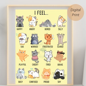 I Feel Cats Poster, Feelings and Emotions Chart, Feelings List, Mental ...