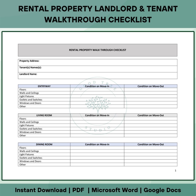 Rental Walkthrough Checklist - Etsy