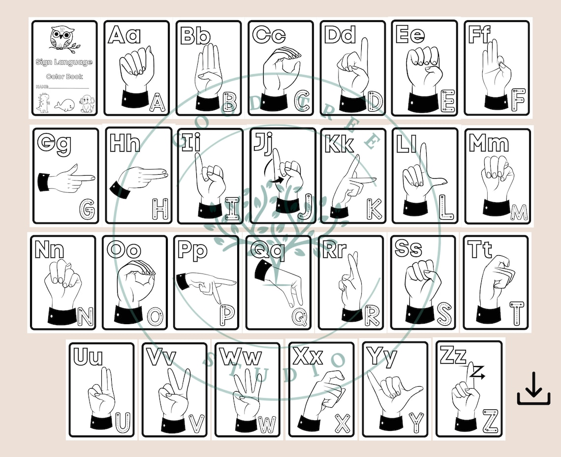 ASL Alphabet Coloring Book: Sign Language Learning (PDF) - Etsy