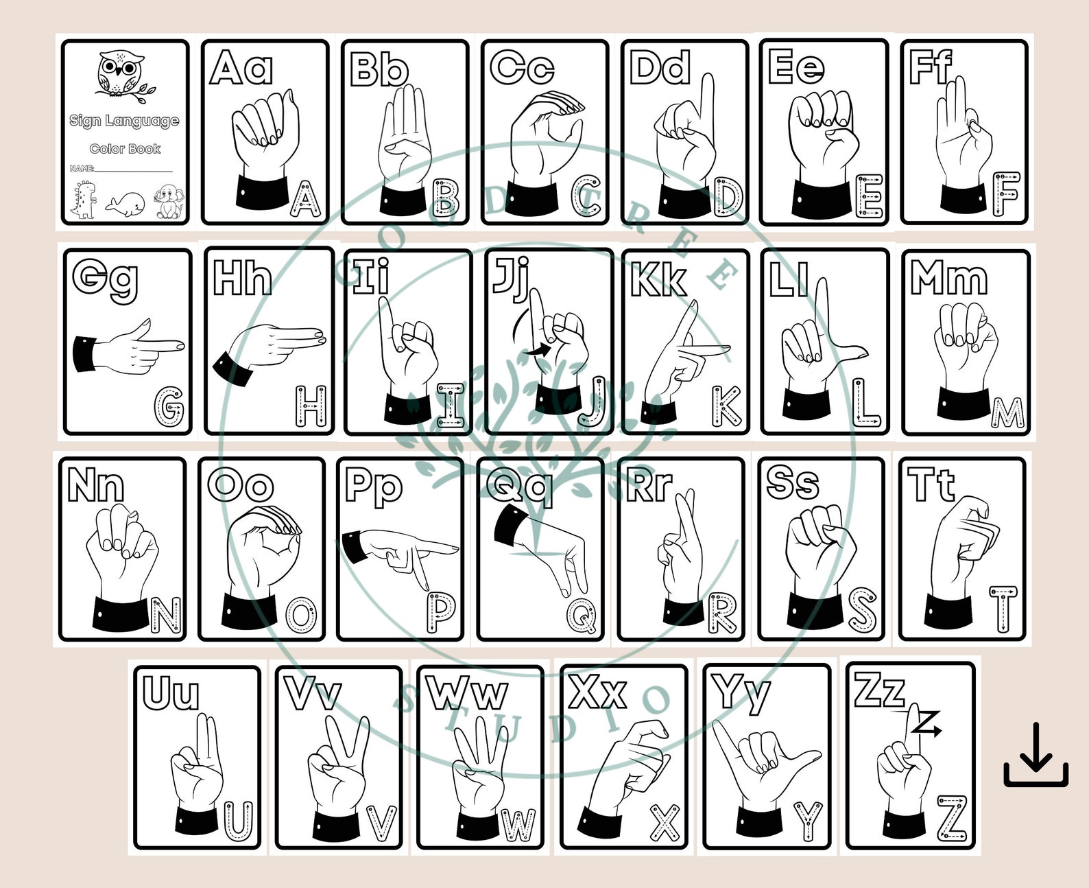 ASL Alphabet Coloring Book: Sign Language Learning (PDF) - Etsy