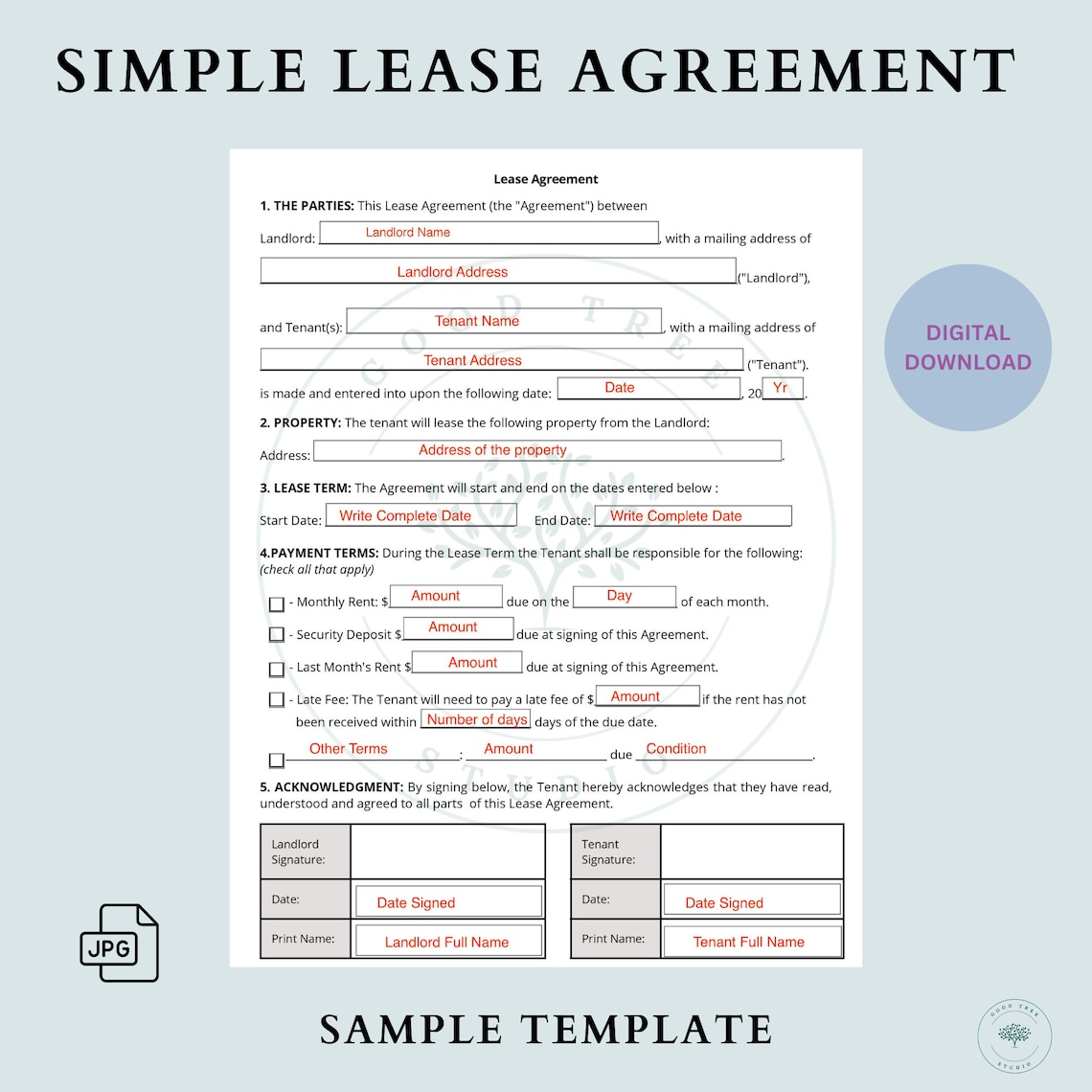 Editable Short Term Rental Agreement Template (PDF) - Etsy