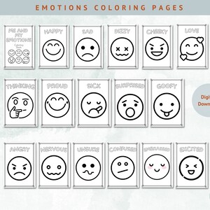 Emotions Coloring Pages: Kids Feelings, Play Therapy (PDF Download) - Etsy