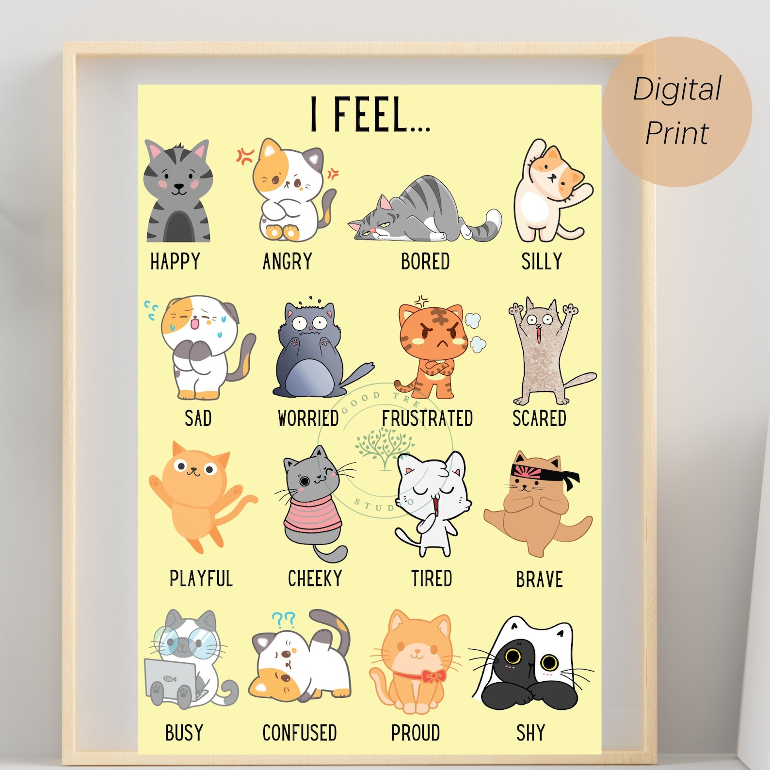 I Feel Cats Poster, Feelings and Emotions Chart, Feelings List, Mental ...