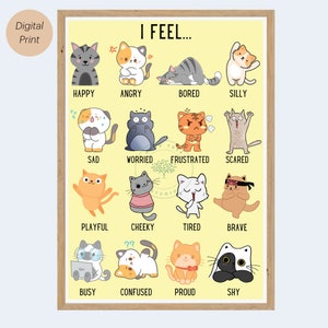 I Feel Cats Poster, Feelings and Emotions Chart, Feelings List, Mental ...