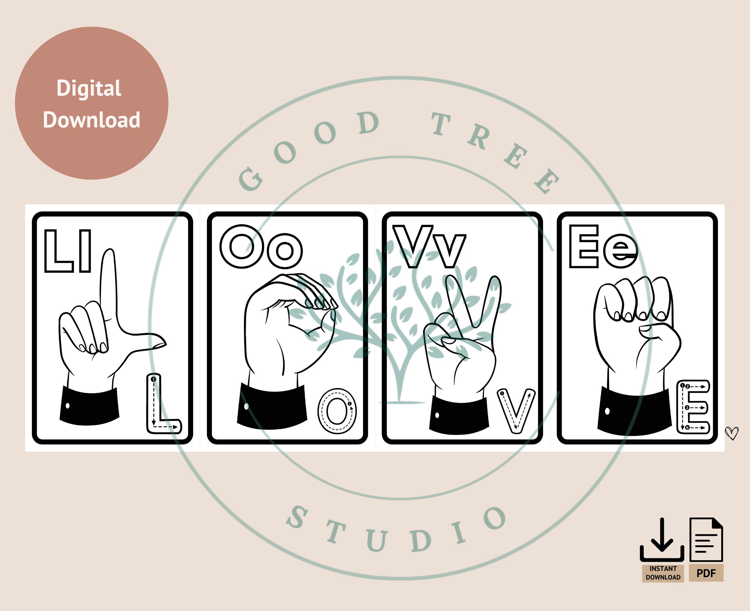 ASL Alphabet Coloring Book: Sign Language Learning (PDF) - Etsy