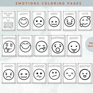 Emotions Coloring Pages: Kids Learning Activity (PDF) - Etsy