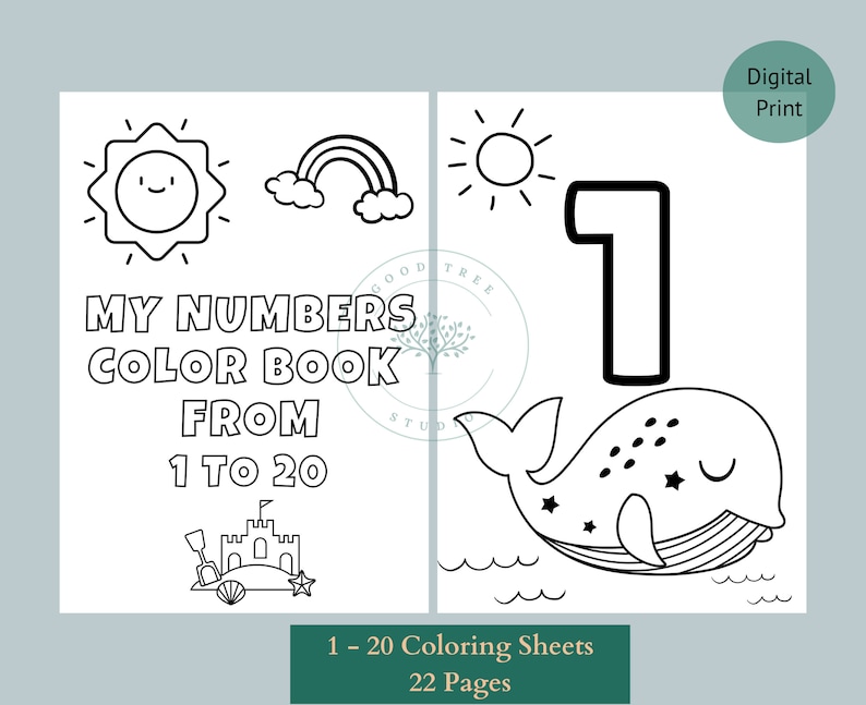 Numbers 1-20 Coloring Pages: Preschool Printable (PDF) - Etsy