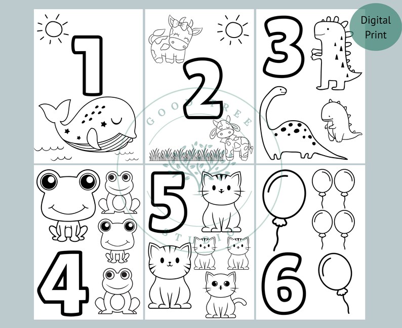 Numbers 1-20 Coloring Pages: Preschool Printable (PDF) - Etsy