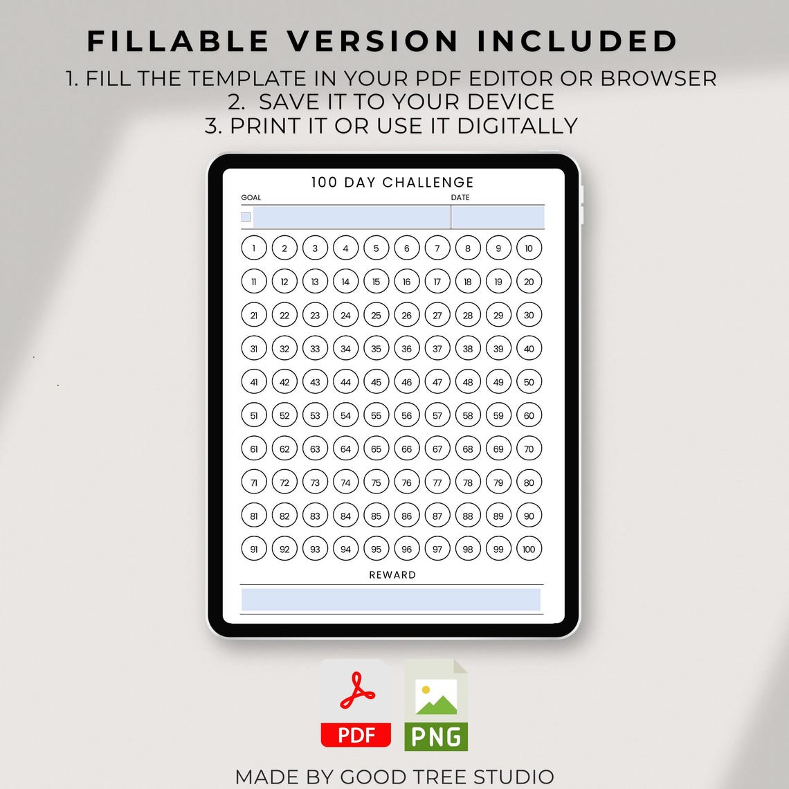 100 Day Challenge, Goal Setting, Progress Tracker, Habit Forming, A4/A5 ...