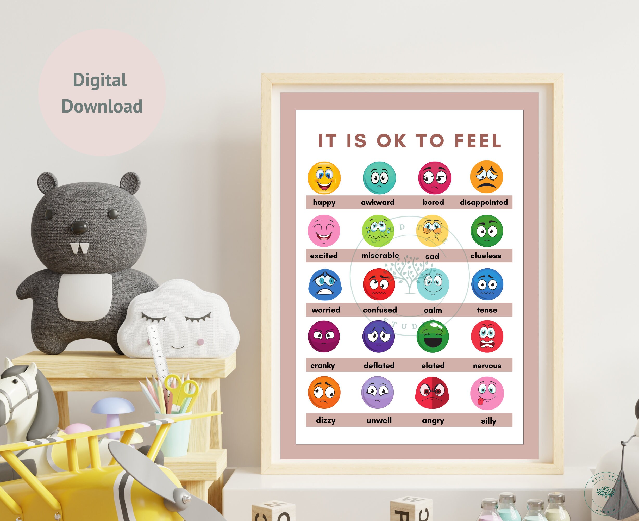 It's Okay to Feel Feelings Chart Poster Educational Wall Art Classroom ...