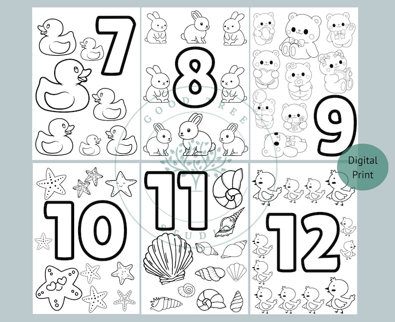 Numbers 1-20 Coloring Pages: Preschool Printable (PDF) - Etsy