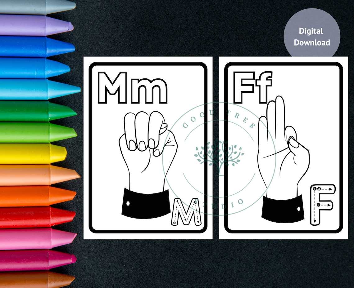 ASL Alphabet Coloring Book: Sign Language Learning (PDF) - Etsy