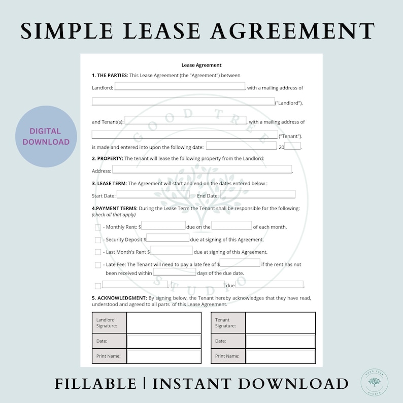 Editable Short Term Rental Agreement Template (PDF) - Etsy