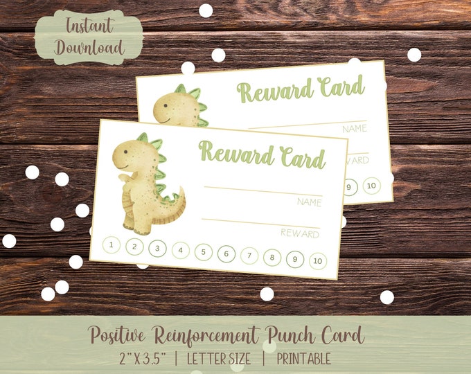 Printable Reward Punch Cards for Kids | Dinosaur Incentive Reward Card ...