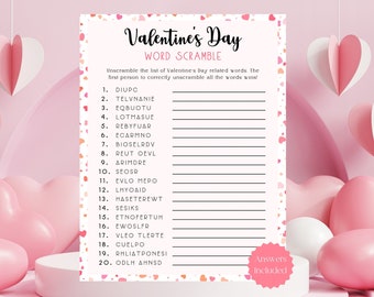 Valentines Day Word Scramble Printable Game, Printable Valentines Day ...