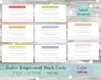 Printable Reward Punch Cards for Kids | Rainbow Polkadot Incentive ...