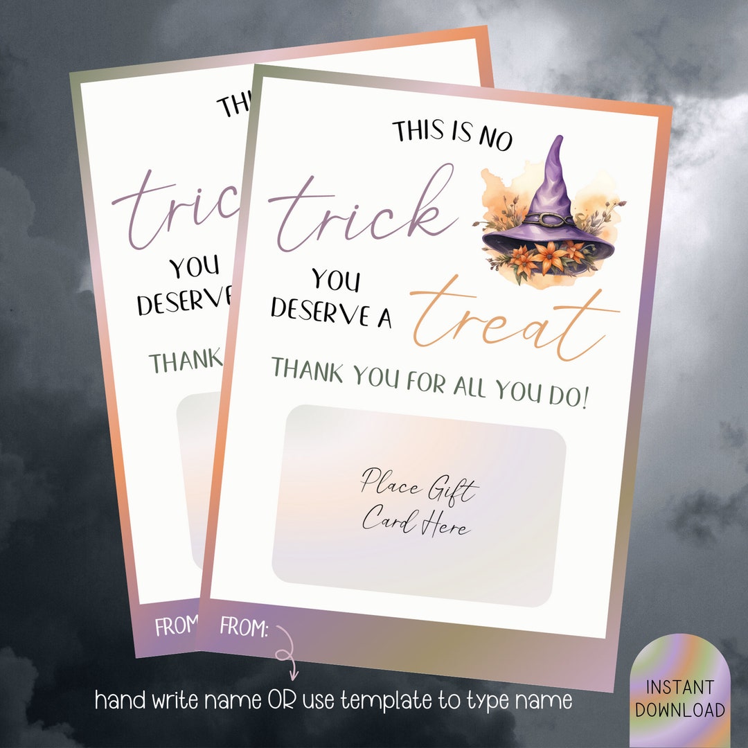 Halloween Printable Gift Card Holder, Teacher Appreciation Giftcard ...