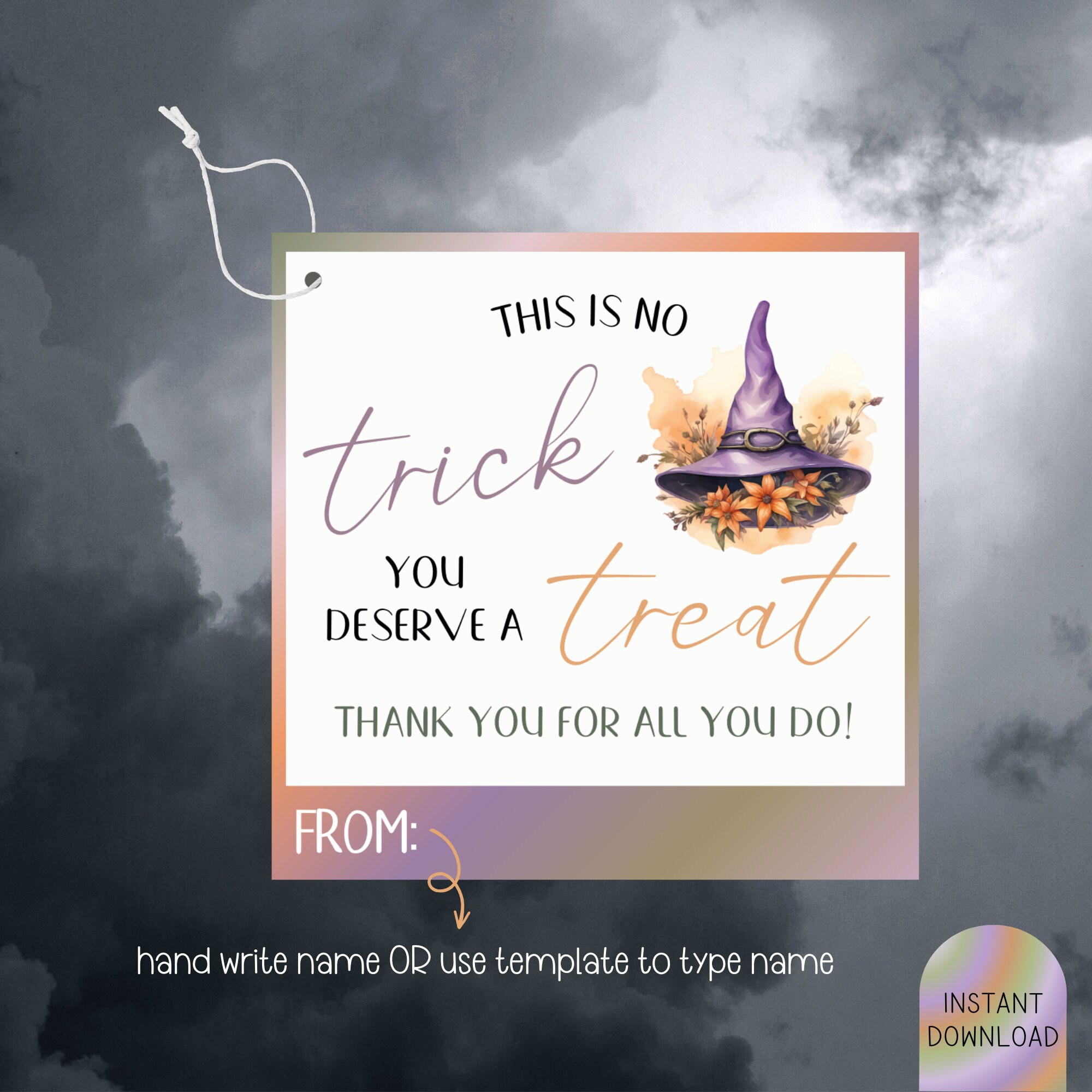 Halloween Printable Gift Tags, Teacher Appreciation Gift Tag, Halloween ...