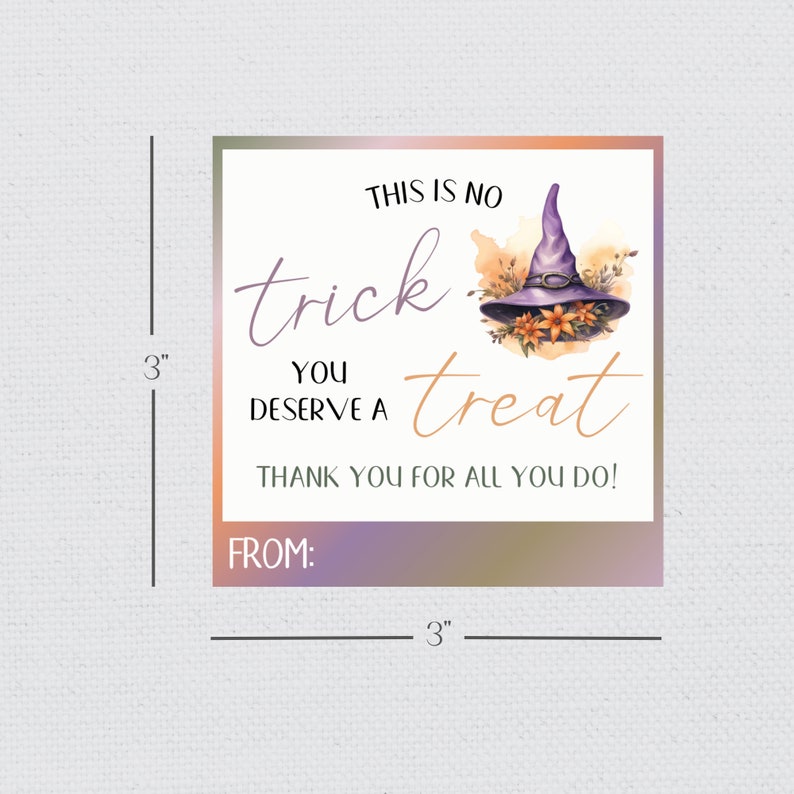 Halloween Printable Gift Tags, Teacher Appreciation Gift Tag, Halloween ...