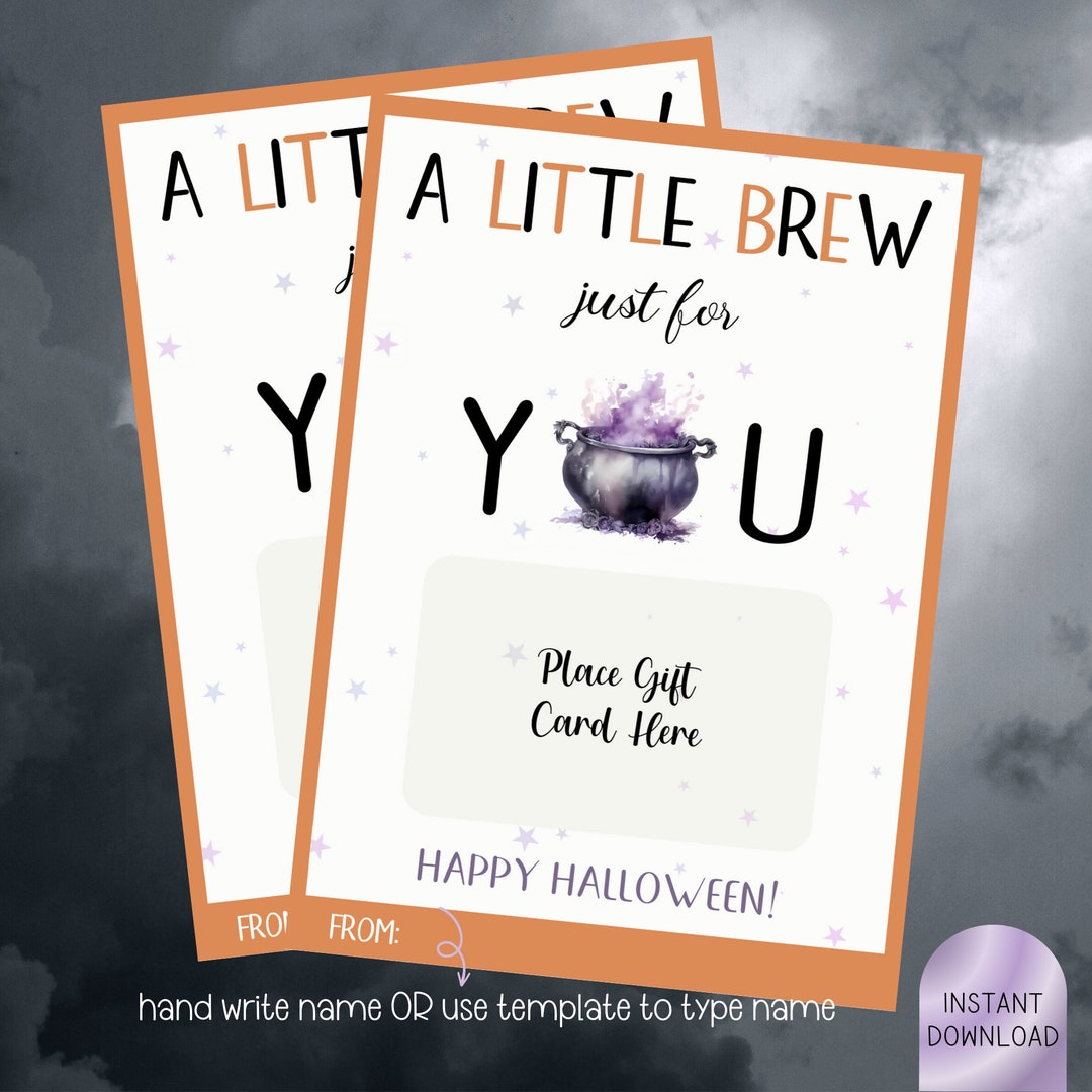 Halloween Coffee Printable Gift Card Holder, Teacher Appreciation ...