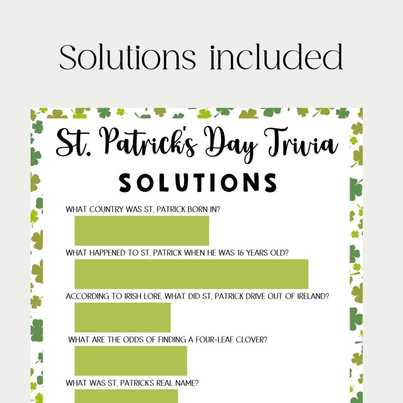 St. Patrick's Day Trivia Printable Game, Printable St. Patrick's Day ...