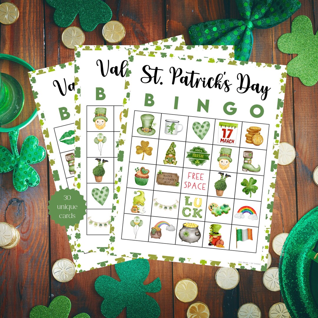 St. Patrick's Day Bingo Cards, St. Patrick's Day Bingo, St. Patrick's ...