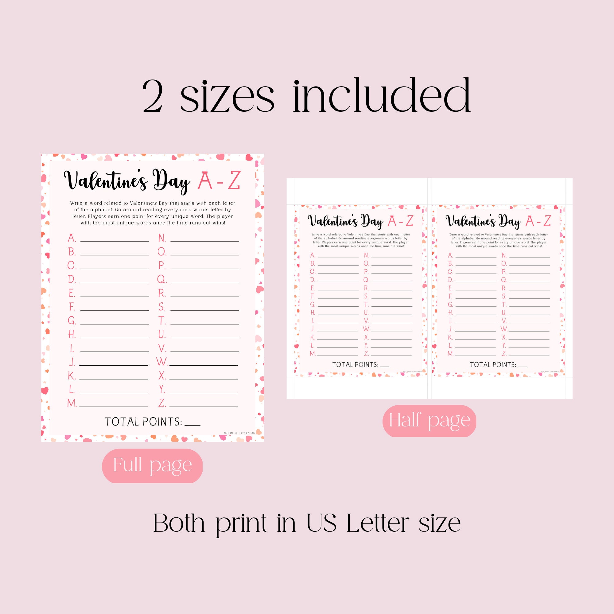 Valentines Day A-Z Printable Game, Printable Valentines Day Activity ...