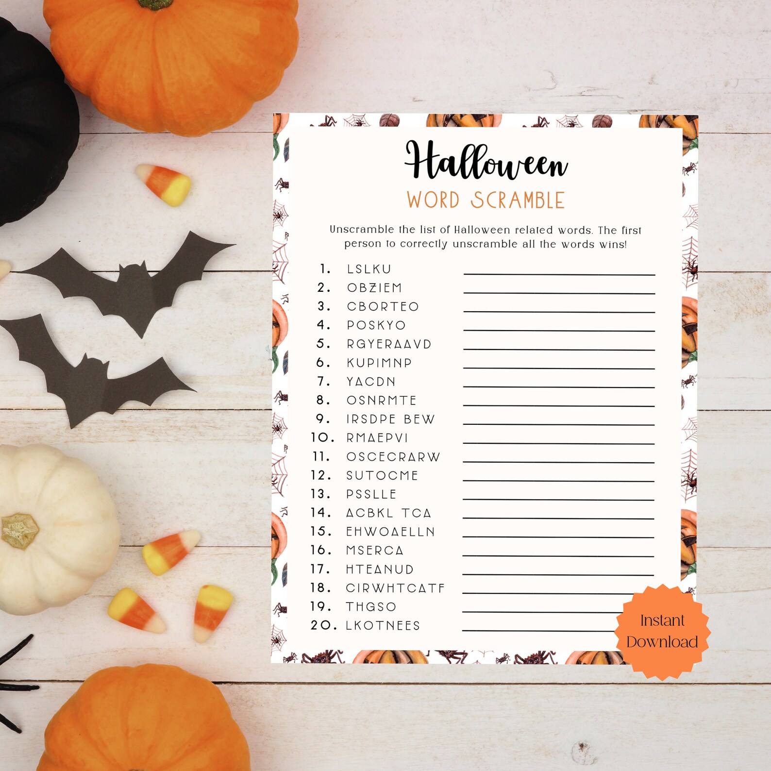 Halloween Word Scramble Printable Game, Printable Halloween Party Game ...